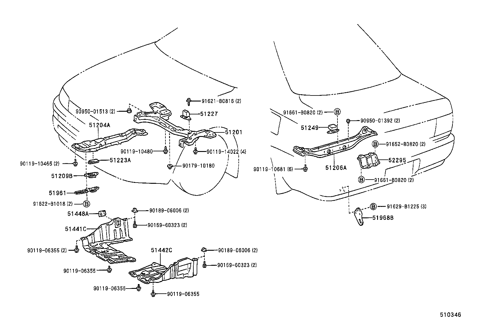 TOYOTA COROLLAAE100-BEPEK - BODY - SUSPENSION CROSSMEMBER UNDER COVER ...